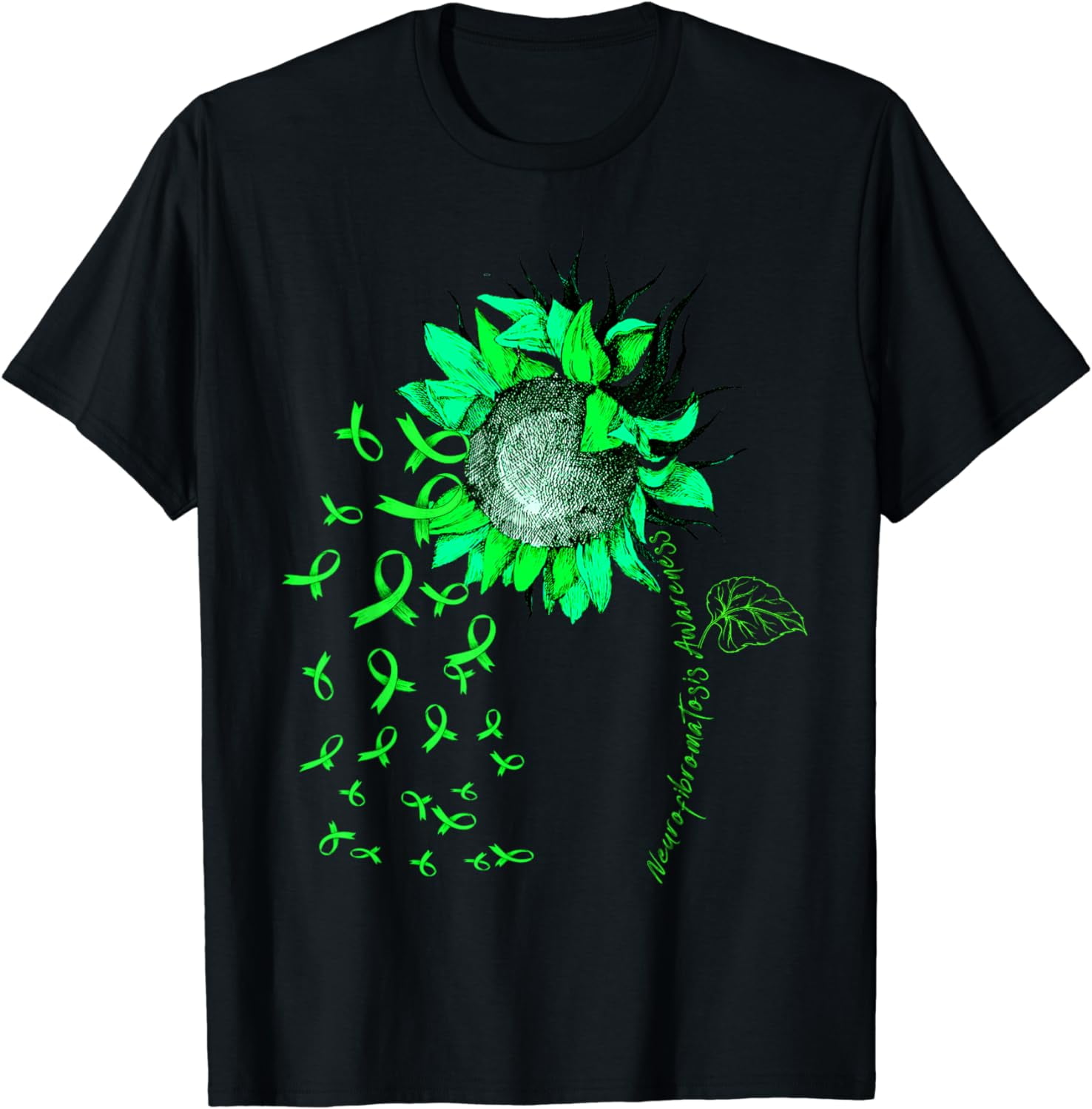 NEUROFIBROMATOSIS AWARENESS Sunflower Green Ribbon T-Shirt - Walmart.com