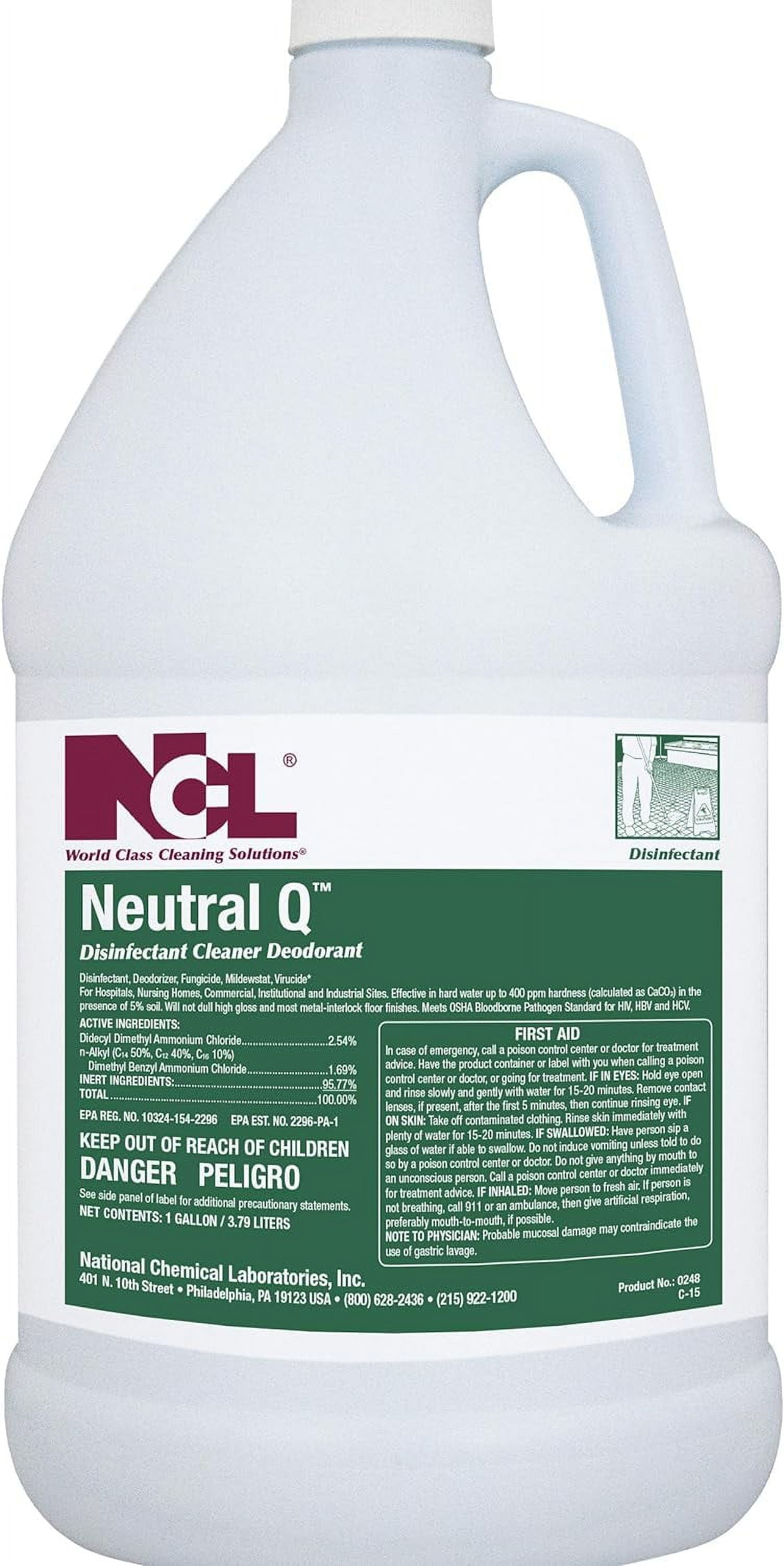NEUTRAL-Q Disinfectant Cleaner 4 x 1 Gallon, Makes 256 Gallons of ...