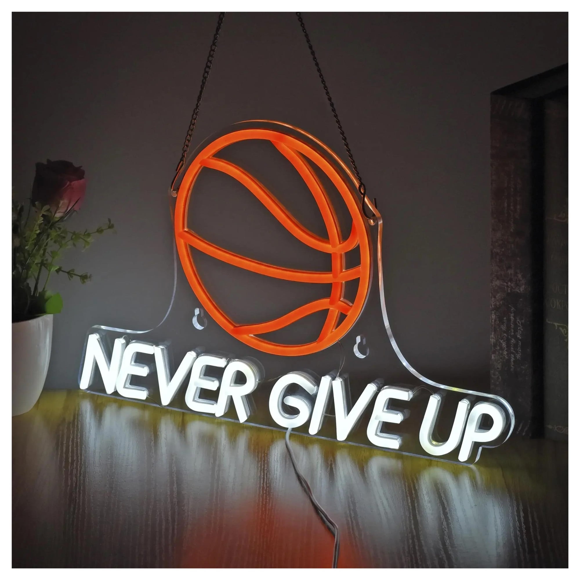 "NEVER GIVE UP" Neon Signs LED Light Wall Decoration For Bedroom Game ...
