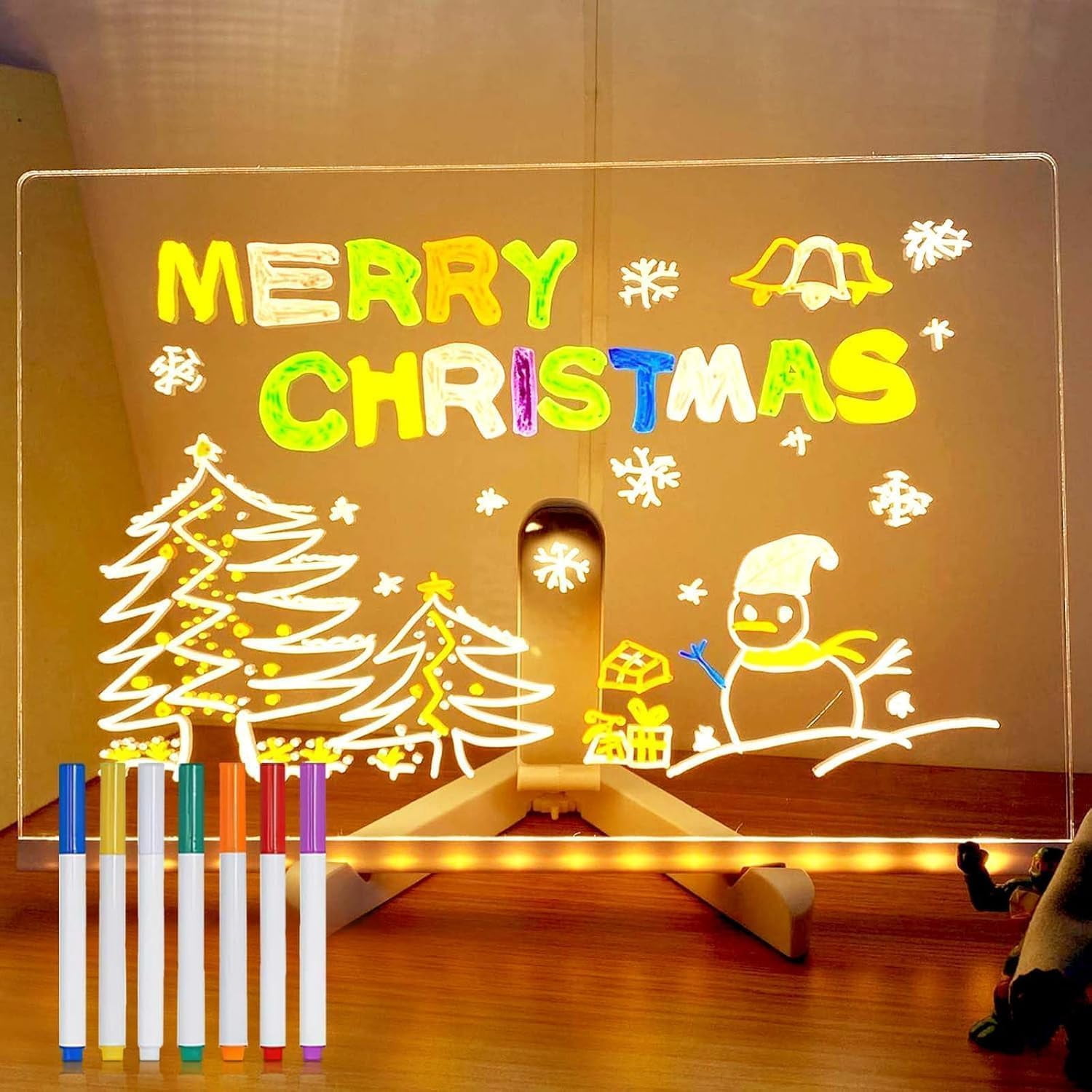 NEVERYOUYU Acrylic Dry Erase Board with Light, 2025 New LED Note Board ...