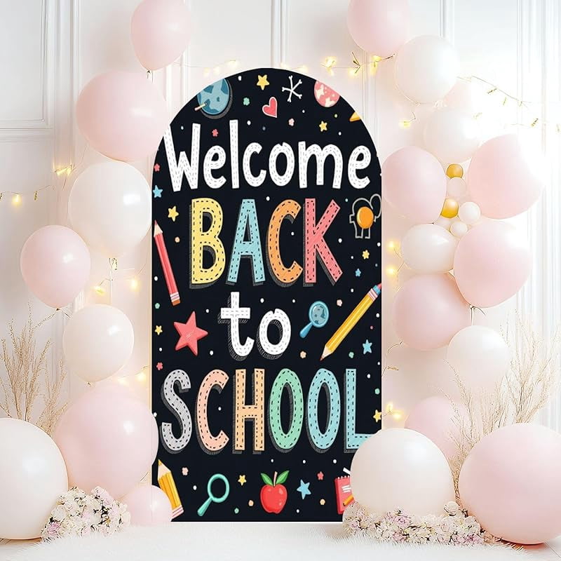 NEVERYOUYU Wedding Arch Backdrop Cover 6.6FT School Welcome Blackboard ...