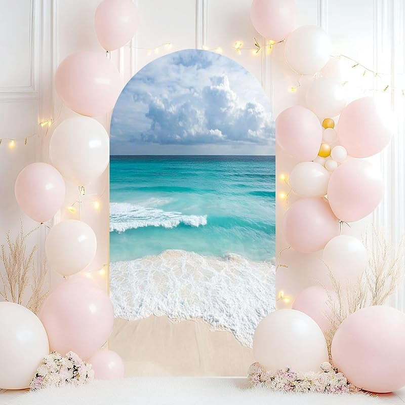 NEVERYOUYU Wedding Arch Backdrop Cover 6.6FT Watercolor Floral Seamless ...