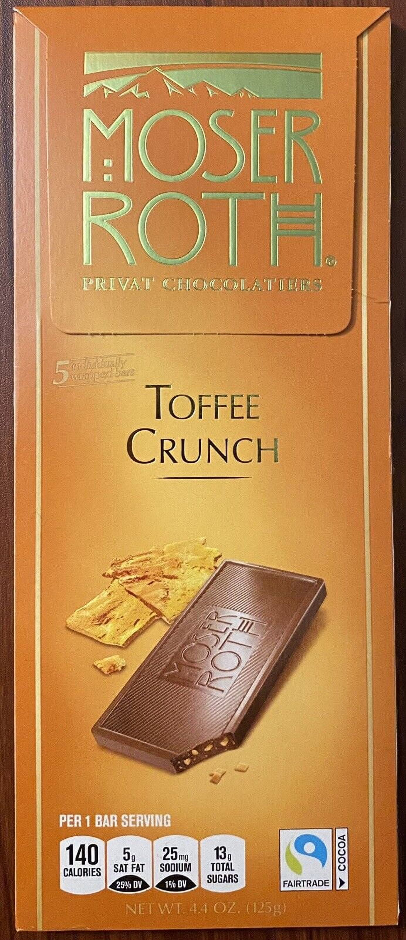 **NEW** ( 1 ) MOSER ROTH TOFFEE CRUNCH CHOCOLATE 5-BAR 4.4-oz PACK NEW ...
