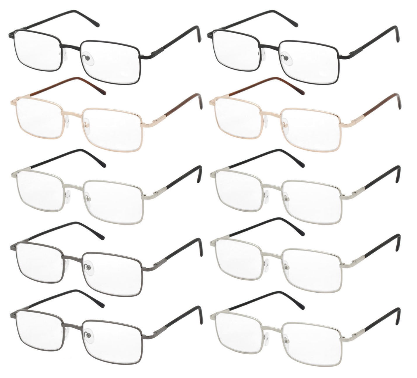 NEW 10 Pairs Walmart Closeout Reading Glasses - Metal Rectangular Frame ...