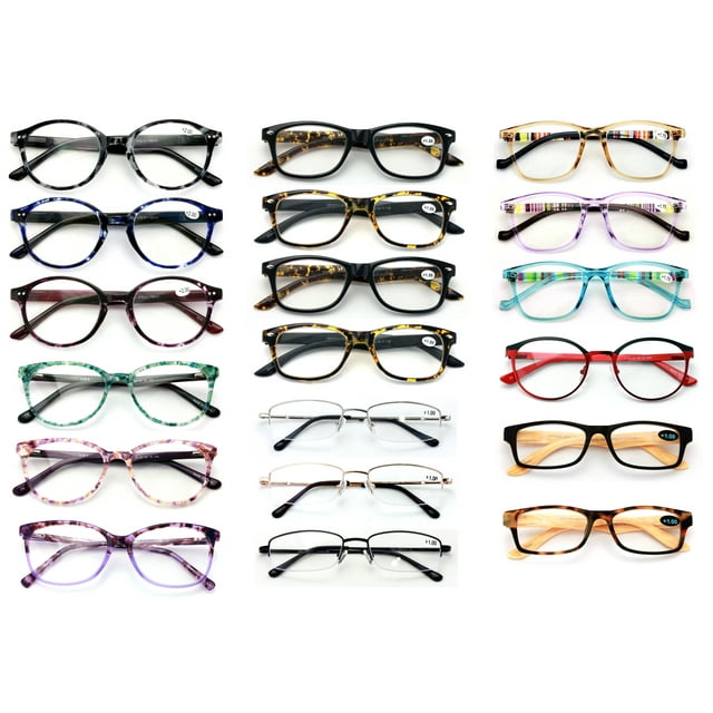 NEW 10-Pair Assorted Reading Glasses Set - Unisex +3.00 Power - Bulk ...