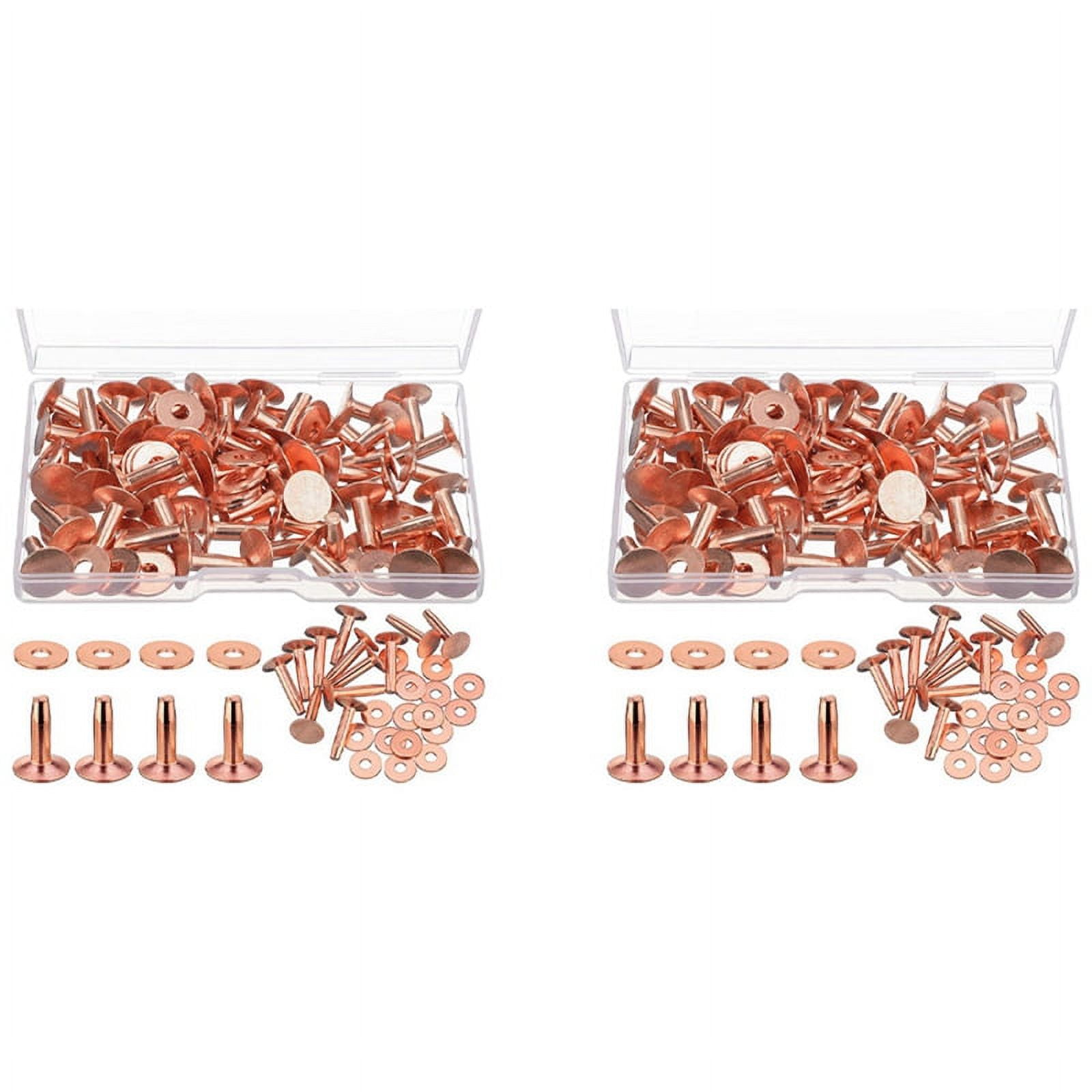 NEW 100 Sets Copper Rivets and Burrs, for Leather Belts Wallets Collars ...