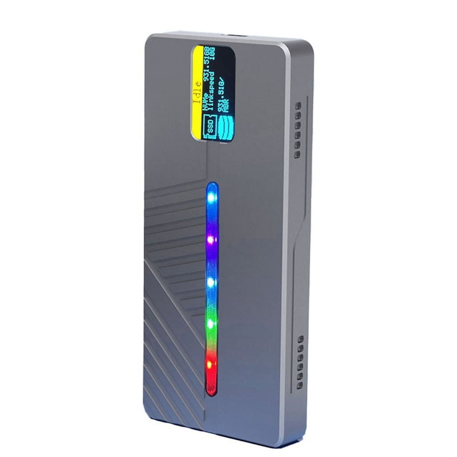 NEW 10Gbps RGB SSD M2 NVME NGFF Enclosure with Display Screen M/B+M Key ...