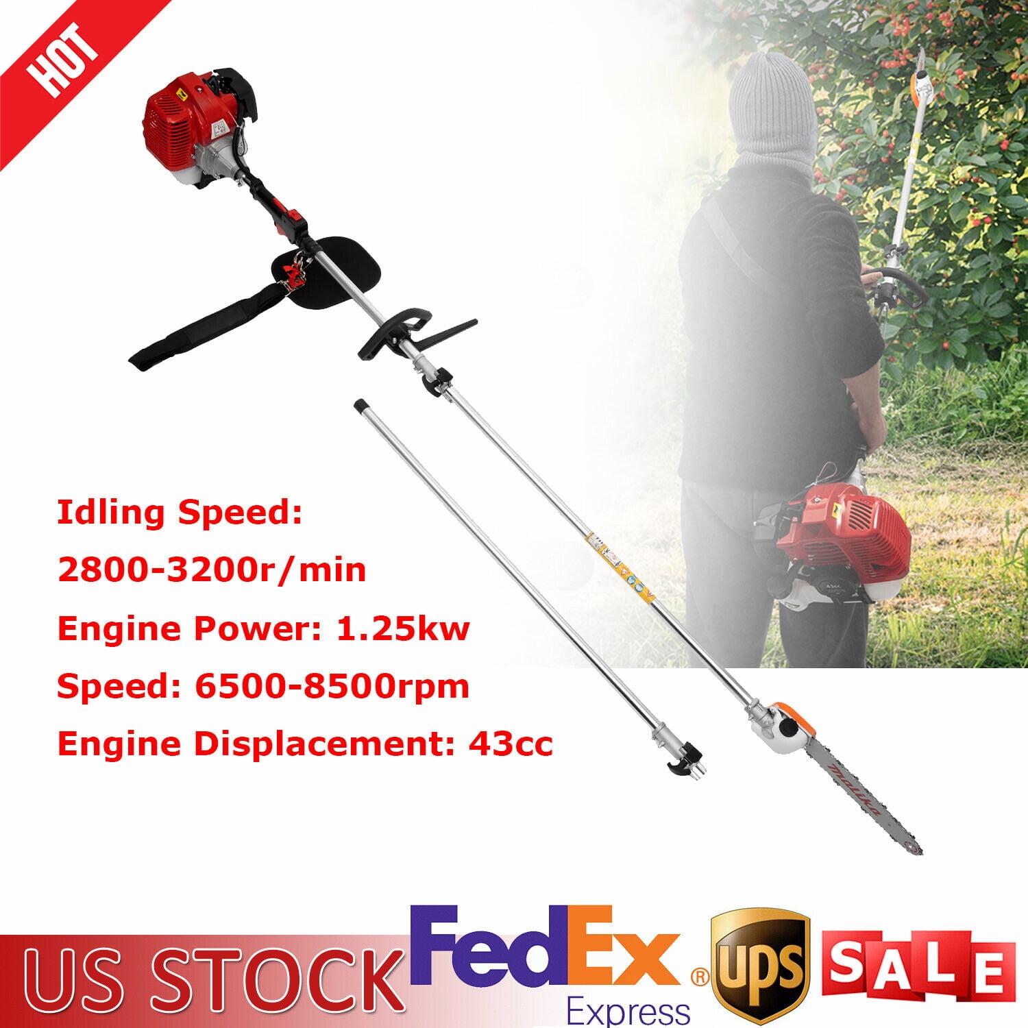 NEW 12"Gas Trimmer Saw Tree Trimmer Chainsaw Gas Powered Pole Saw ...