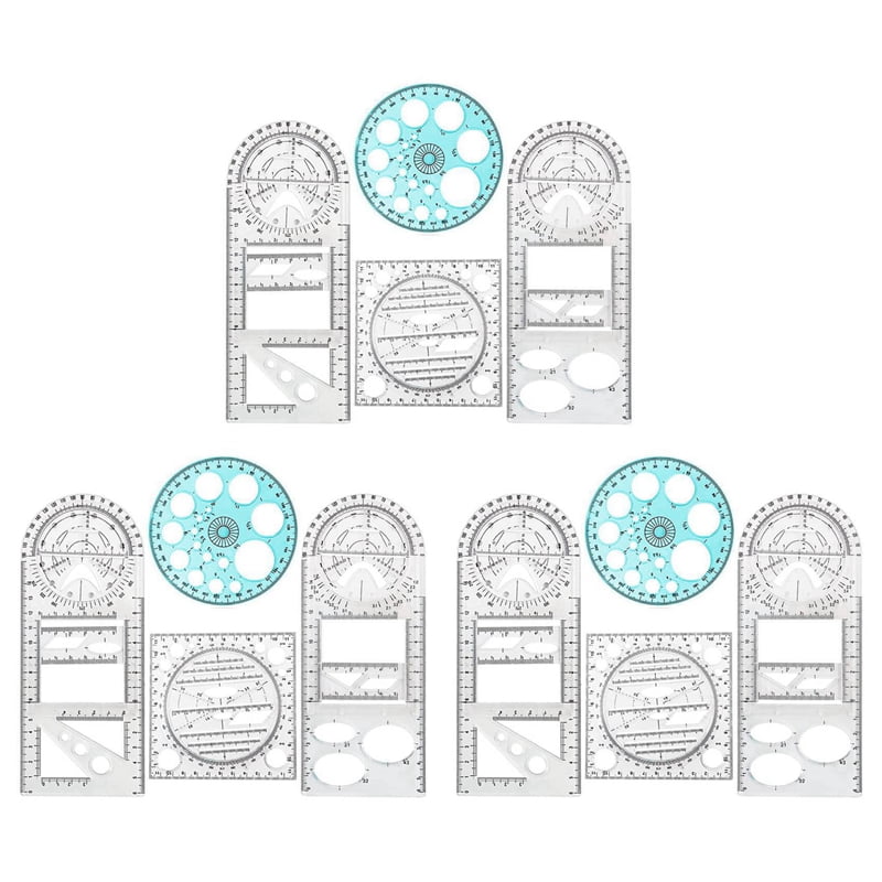 NEW 12 Pcs Multifunctional Geometric Ruler Drawing Tools Plastic Set ...