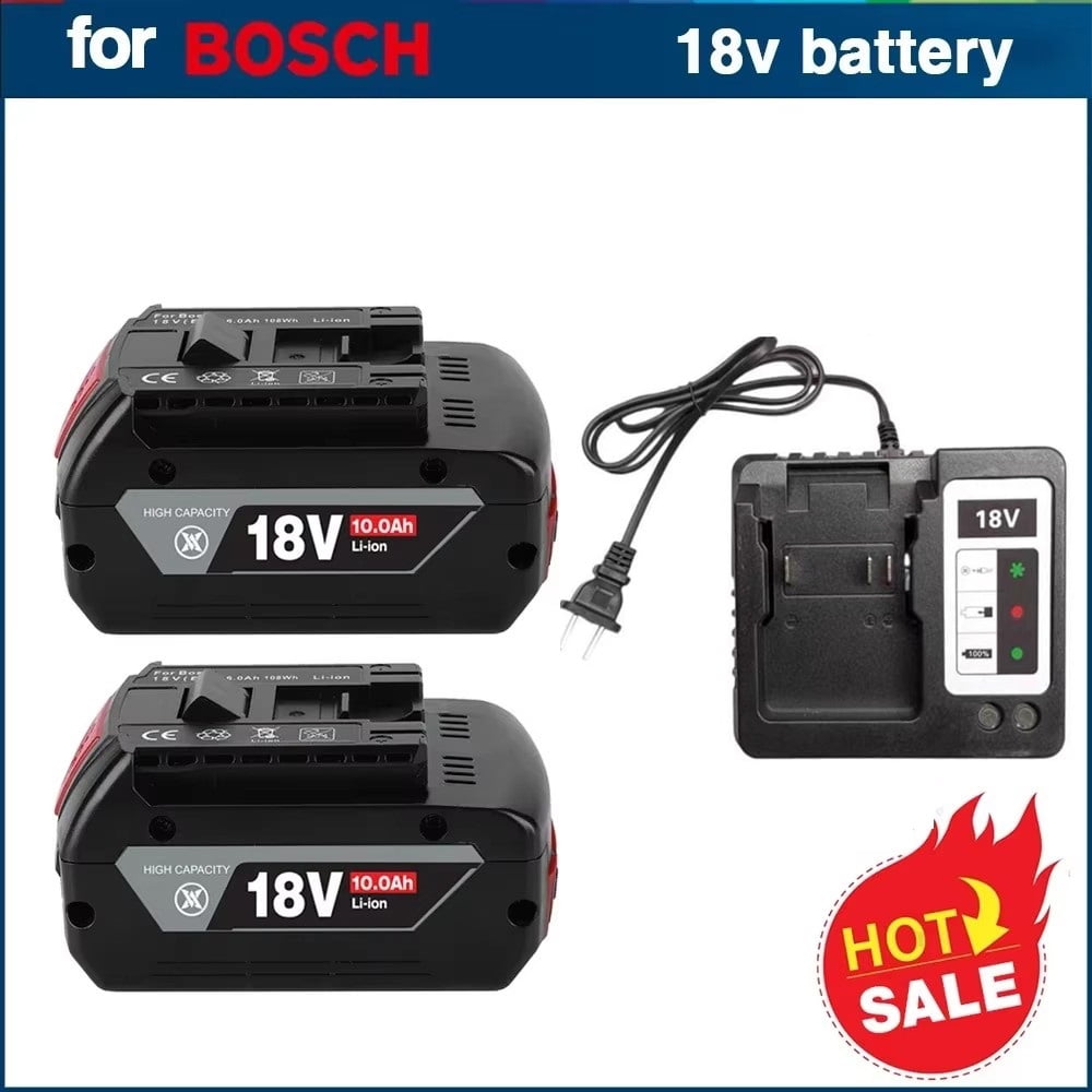 NEW 18V 10Ah Rechargeable Li-Ion 2pack Battery+Charger set for Bosch ...