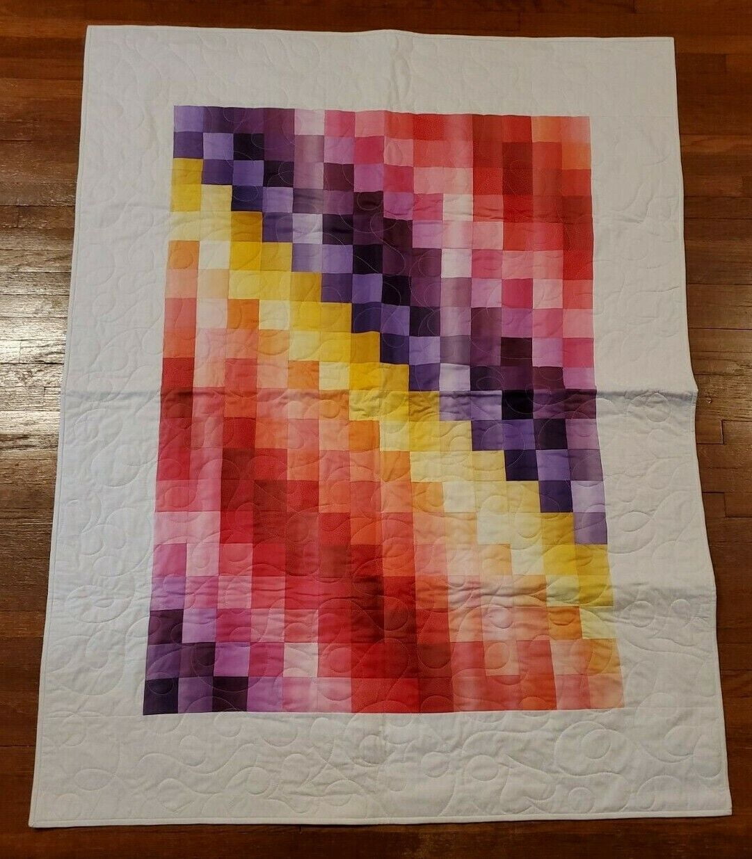NEW~20 Colors Bargello Rainbow 40 x52 Crib size Quilt Finished Ombre ...