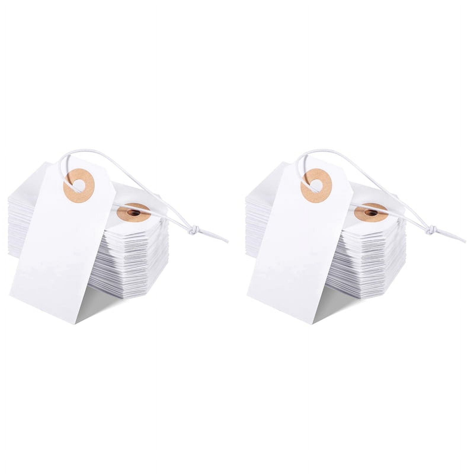 NEW 200 Pack Blank Tags with Elastic String Marking Hang Attached ...