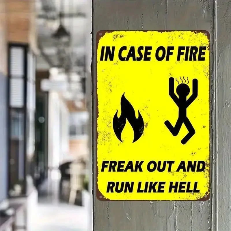 NEW 2D 8x12 Funny Vintage Yellow & Black Metal Sign: In Case Of Fire ...