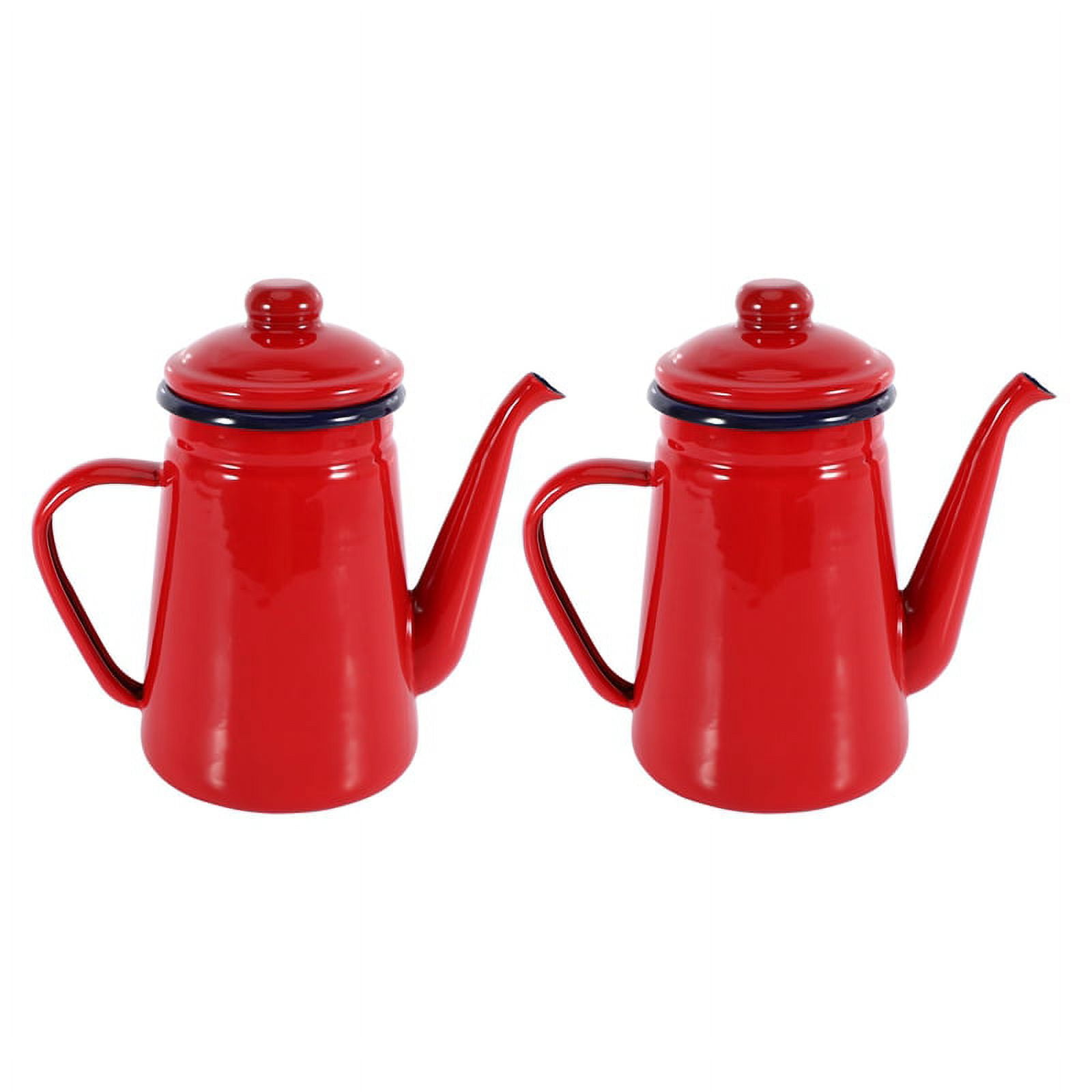 2X 1.1L Enamel Coffee Pot Hand Tea Kettle Induction Cooker Gas Stove ...