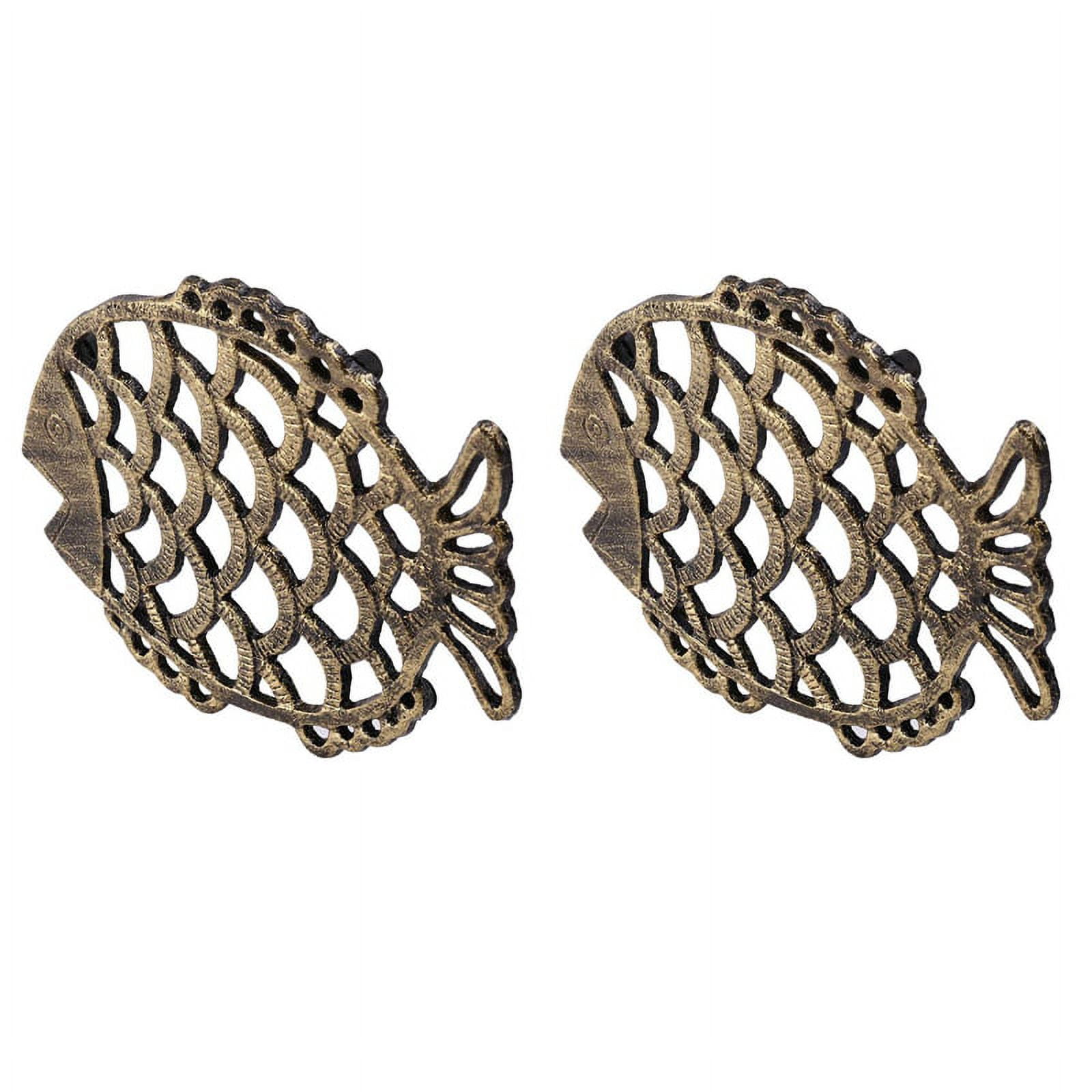 NEW 2X Cast Iron Fish Trivet, 7.5X6Inch Decorative Vintage Pattern for ...