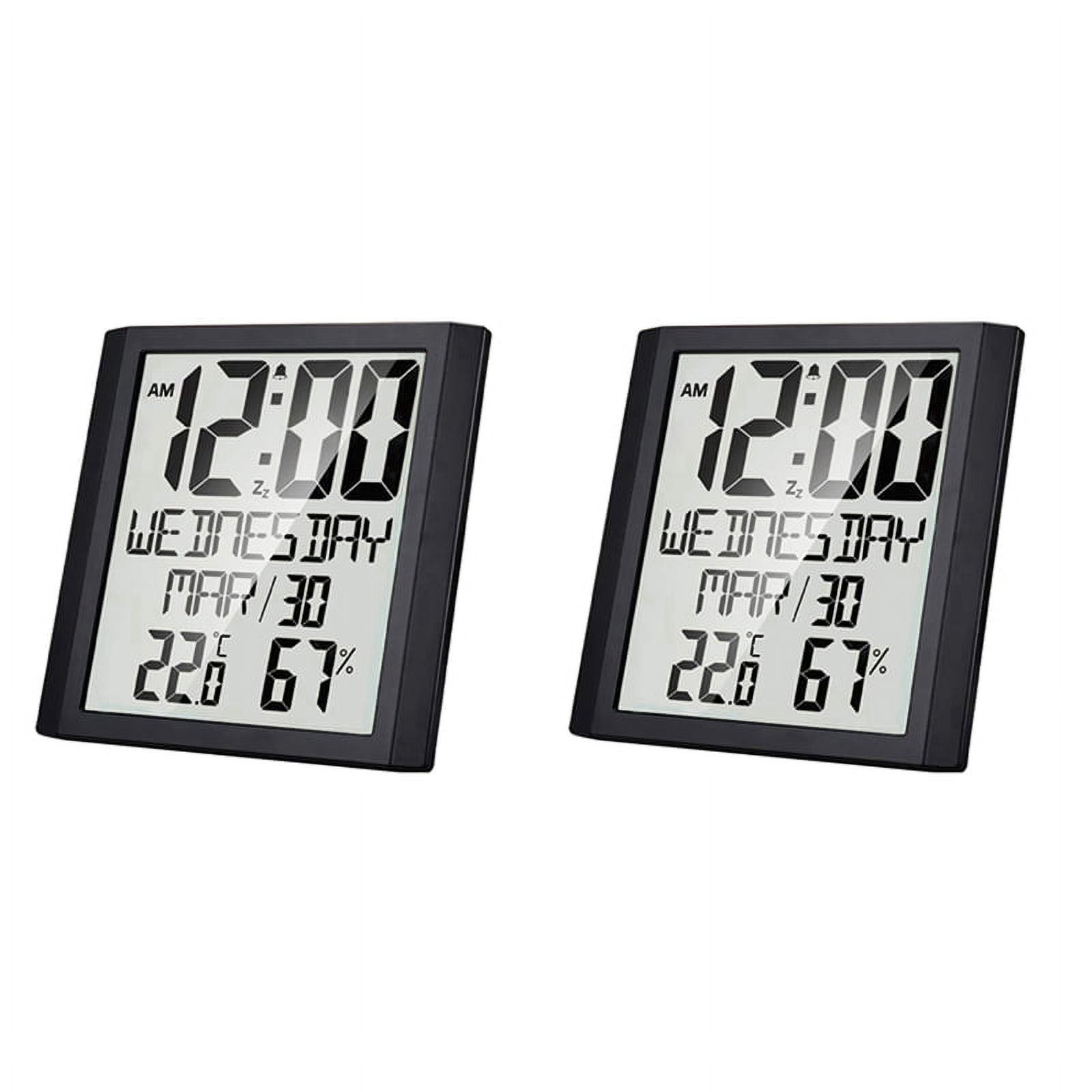 NEW 2X Digital Wall Clock with Temperature & Humidity 8.6 Inch Large ...