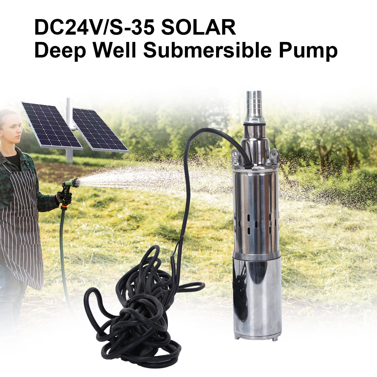 NEW 3" Solar Powered Water Pump DC Deep Well 24V 250W Bore Hole ...