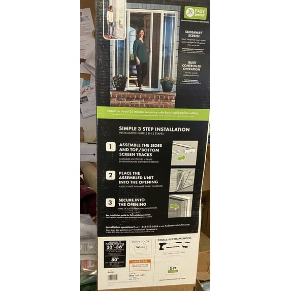 NEW 32"- 36 in. x 80 in. LuminAire White Retractable Screen Door ...