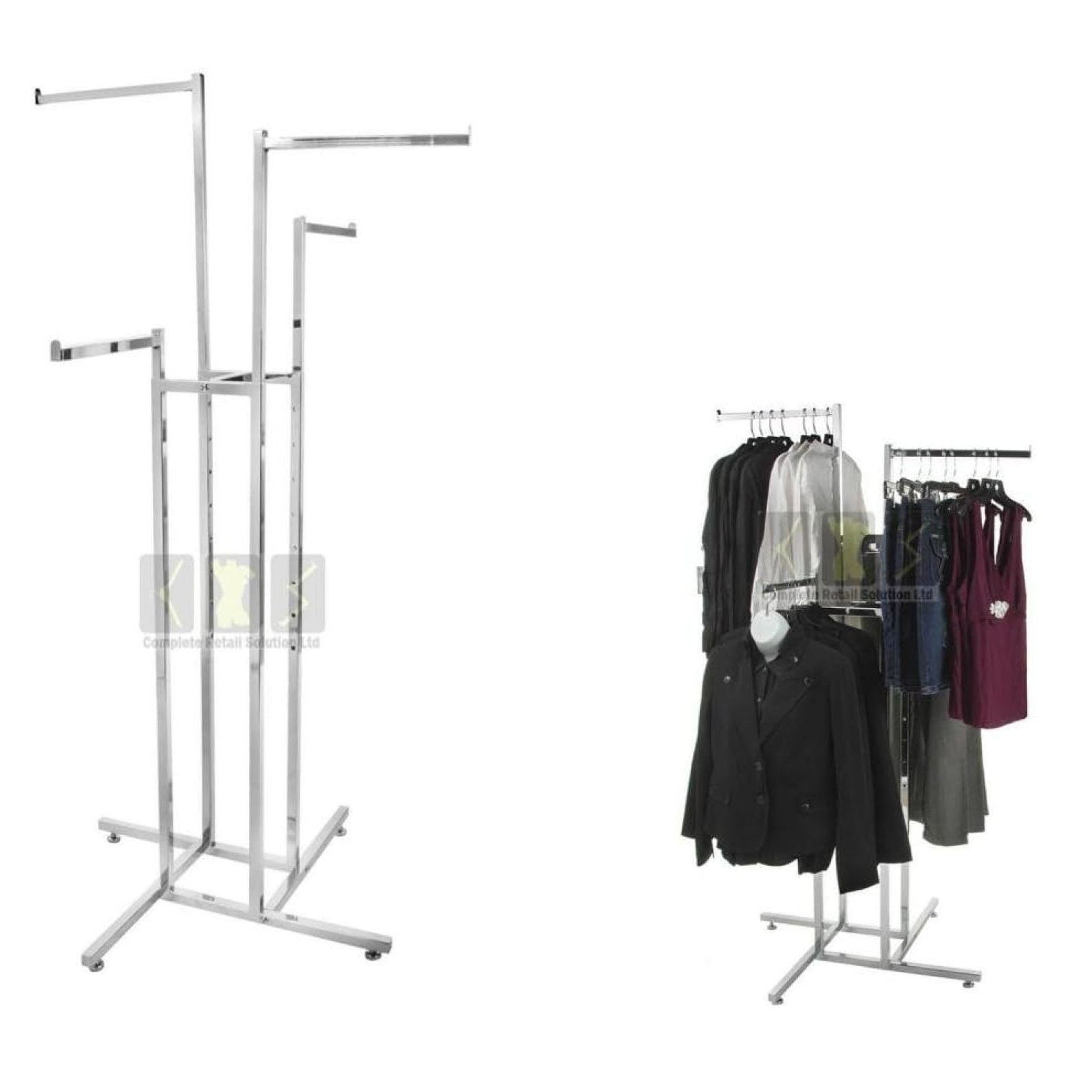 NEW 4 WAY STRAIGHT ARM CLOTHES RAIL HEAVY DUTY SHOP DISPLAY GARMENT ...
