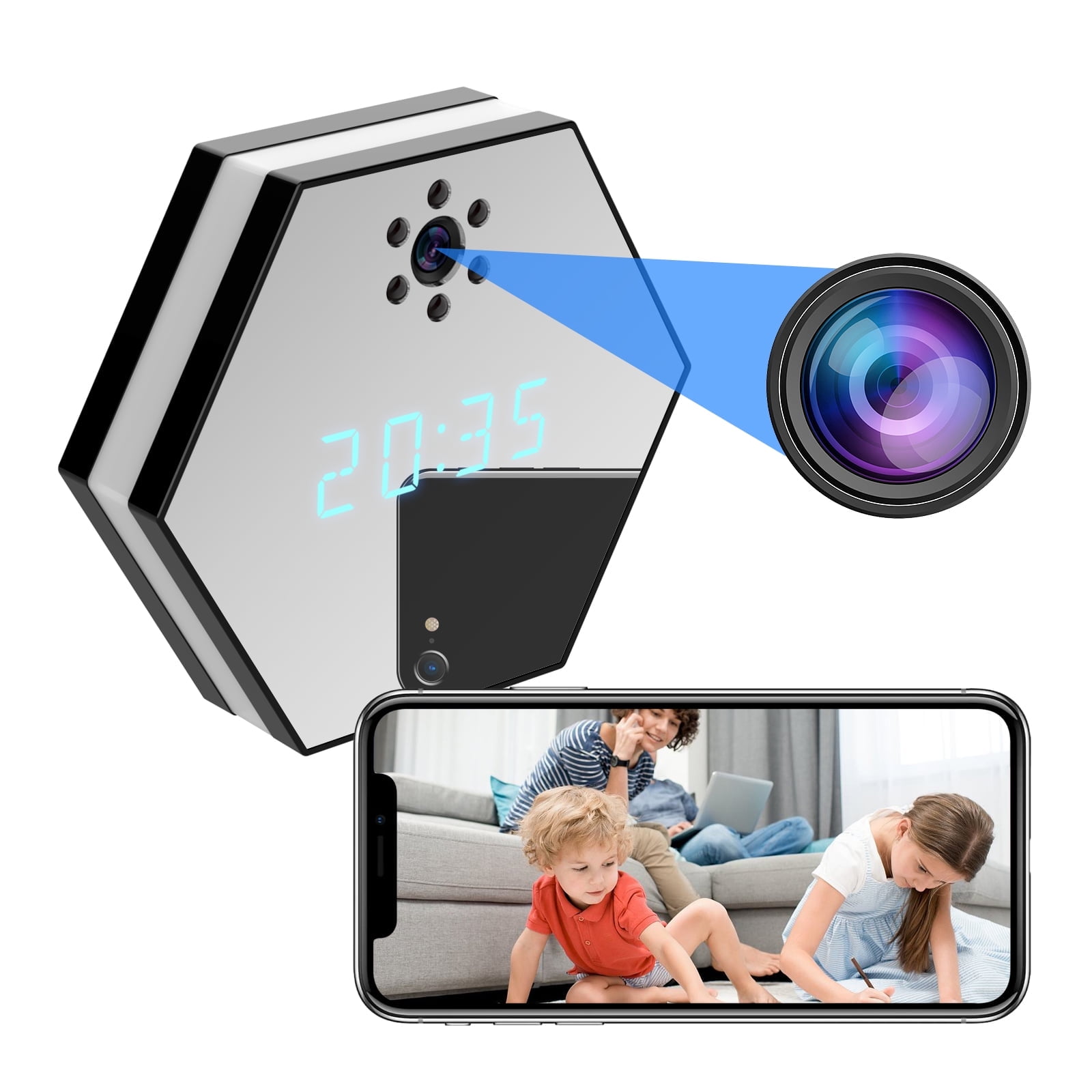 NEW 4K HD Wireless camera Wi-Fi Infrared Red Night Vision Clock Video ...