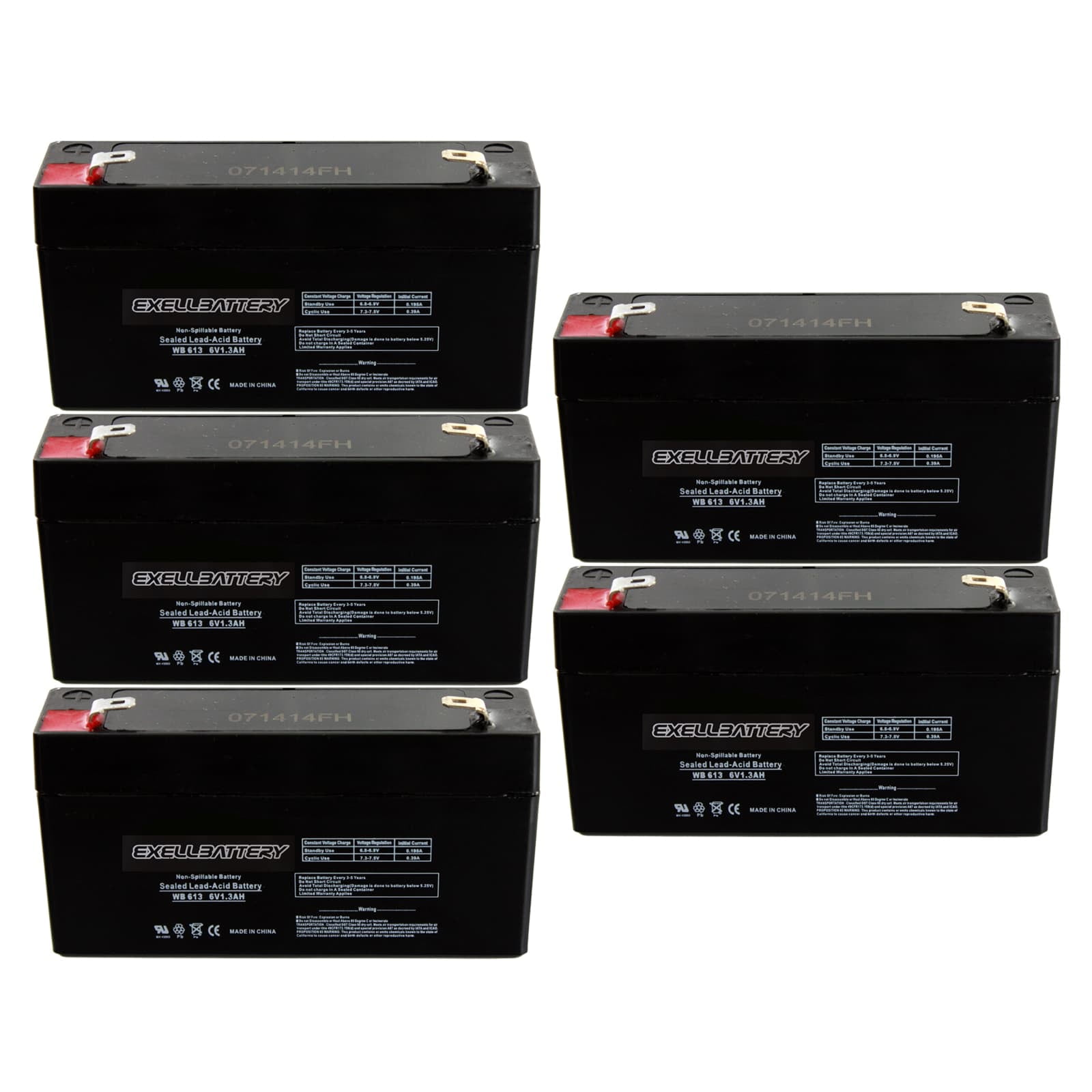 NEW 5pc 6V 1.3Ah SLA Battery WB613 for UB613, PS612, WKA6-1.3F ...