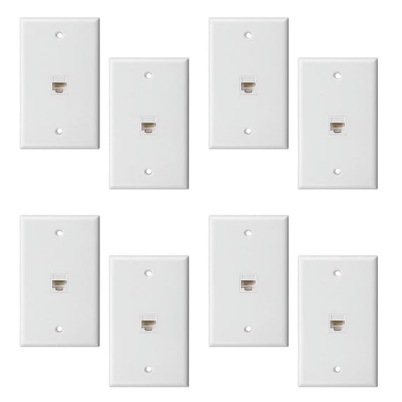 NEW 8-Pack 1-Port Ethernet Wall Plate, Jack Plate with RJ45 Female to ...