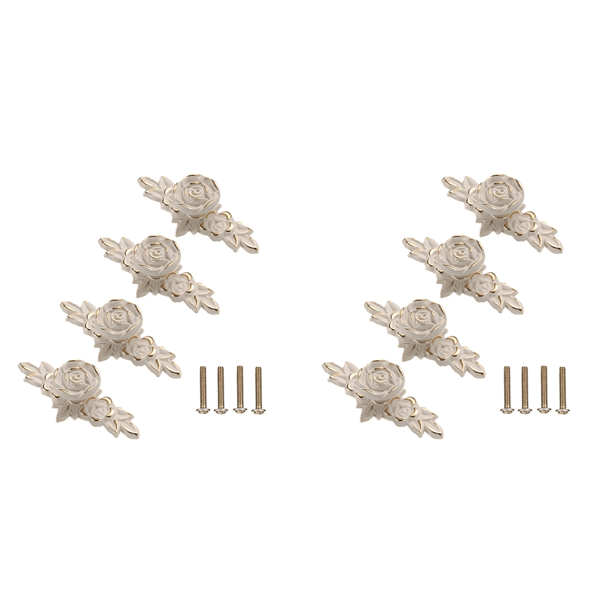 NEW 8 Pcs Euro Roses Cabinet Knobs with Backplate, Flower Drawer Pull ...