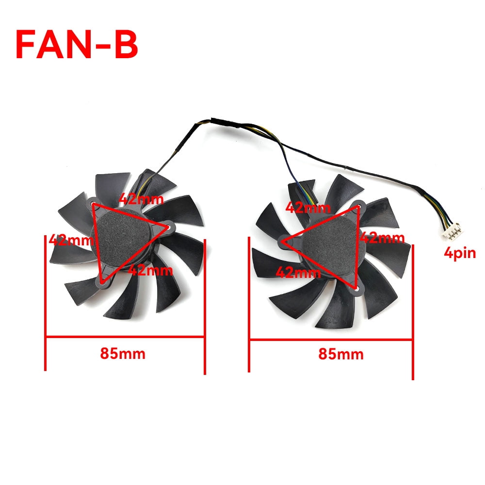 NEW 85MM 75MM 4PIN graphics card fan suitable for SJS AMD RX580 ...