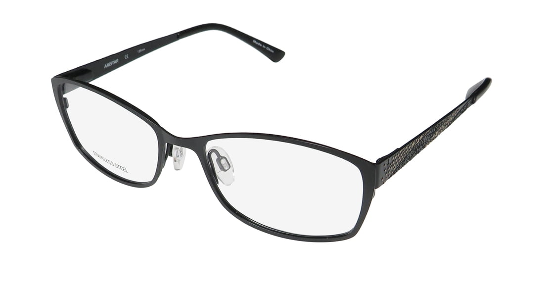 NEW ARISTAR 18425 WOMENS/LADIES CAT EYE FULL-RIM BLACK STAINLESS STEEL ...