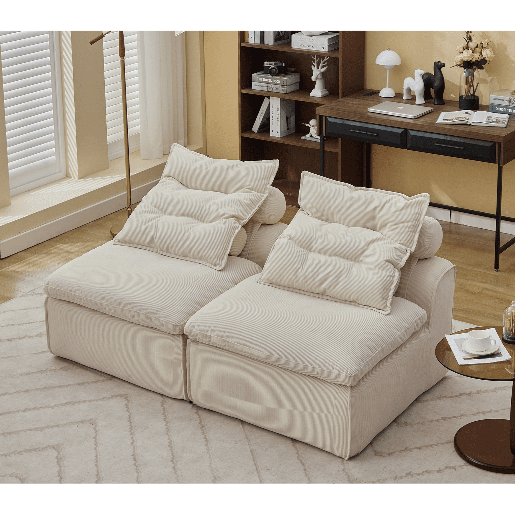 [NEW ARRIVAL] Modular Sofa, No Armrests, DIY Design, Soft Corduroy ...