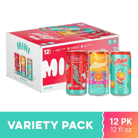 Alani Nu Energy Drink Variety Pack, Cherry Slush, Orange Kiss, Juicy ...