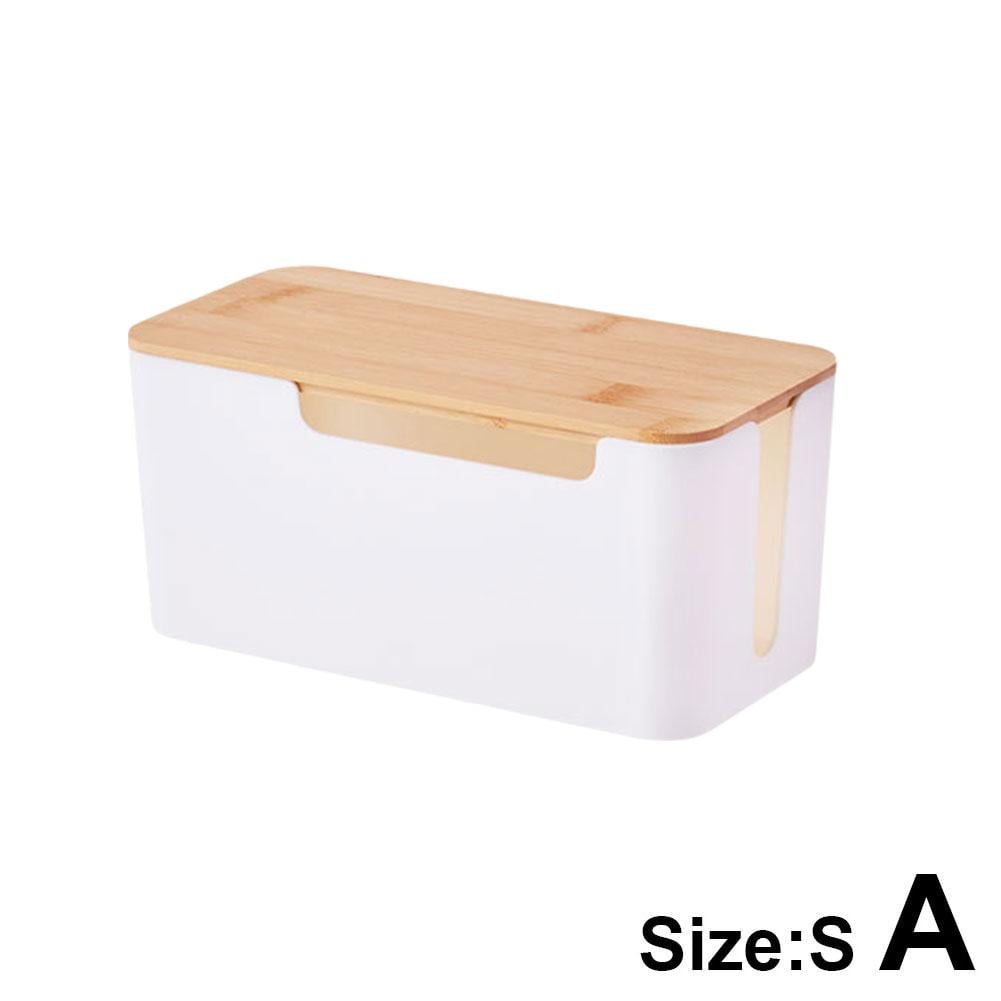 NEW_Bamboo and wood style white (A) small size$Plastic wire storage box ...