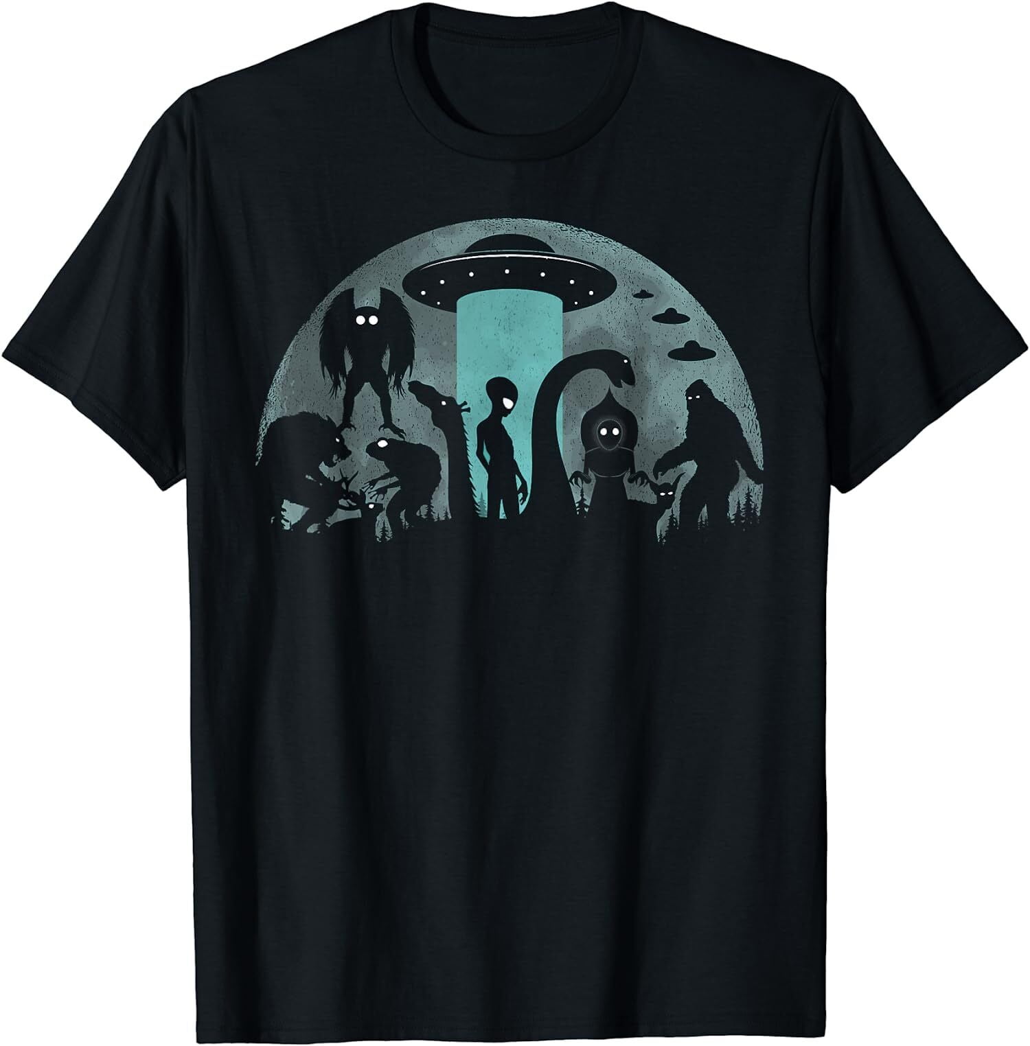 NEW Bigfoot Ufo Loch Ness Monster Mothman & Aliens Cryptid T-Shirt ...