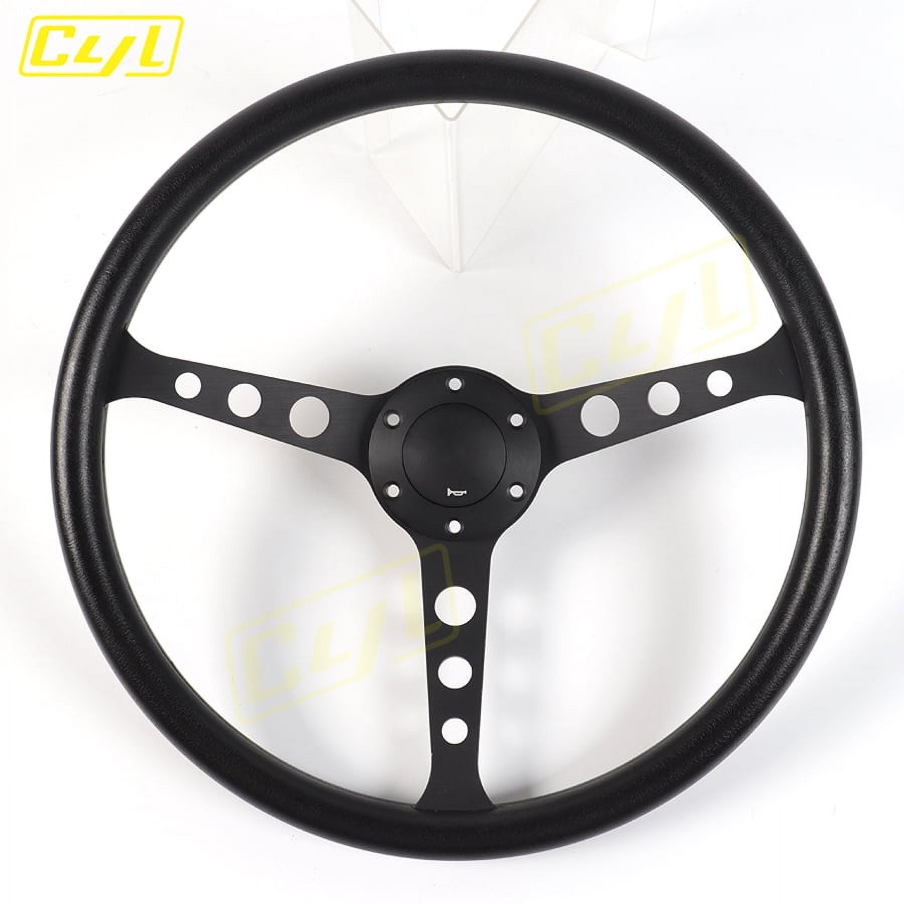 NEW Black Classic PU Steering Wheel 15inch 380mm Flat Dish Racing ...