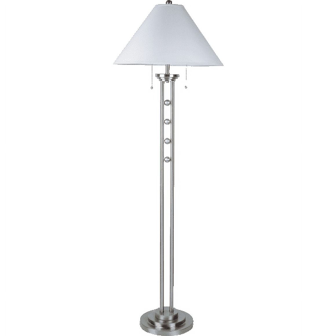 NEW Brushed Steel Metal Base with White Fabric Shade Finish 63" Floor ...