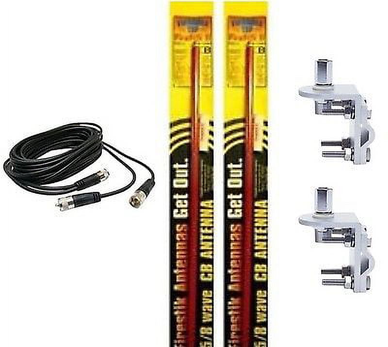 NEW CB RADIO 2 FIRESTIK 2 FS5 RED 5FT CB ANTENNAS,18FT DUAL COAX ...