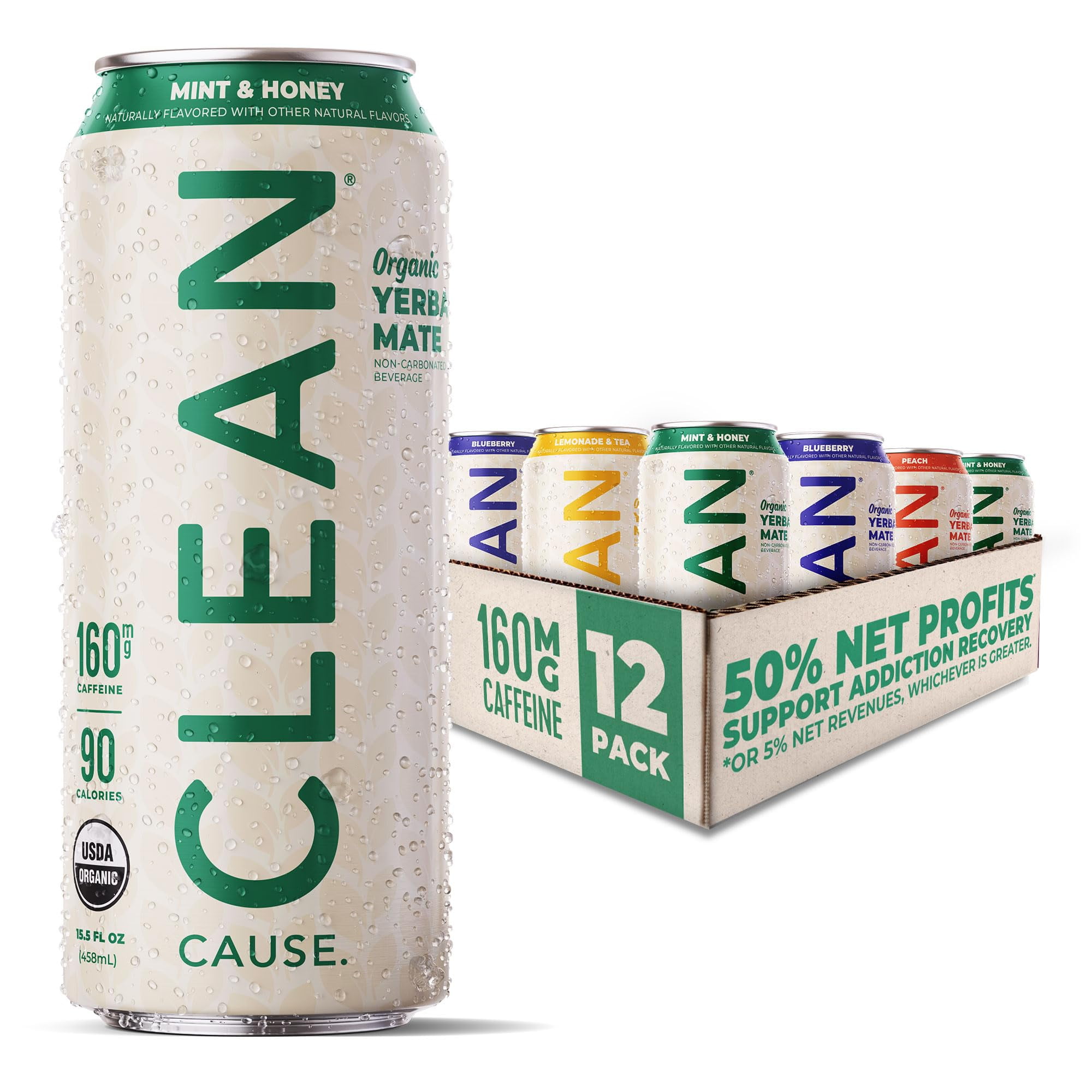 NEW! CLEAN Cause Variety Pack Organic COC1Yerba Mate Tea (15.5oz cans ...