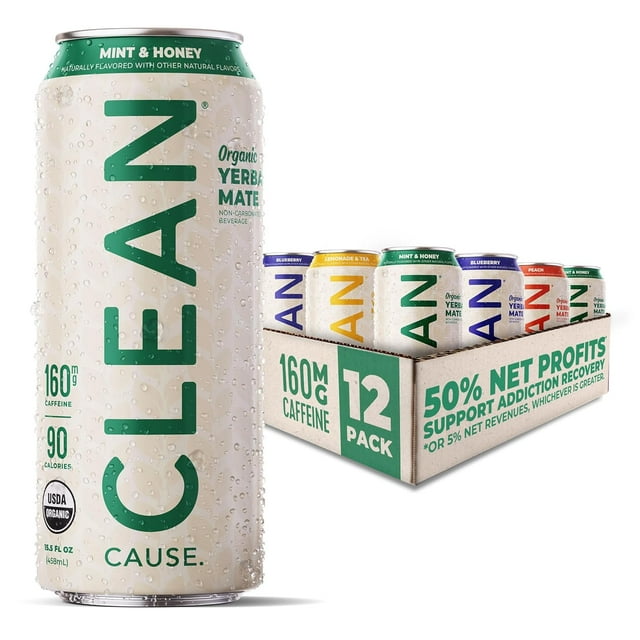 NEW! CLEAN Cause Variety Pack Organic Yerba Mate Tea (15.5oz cans, 12 ...