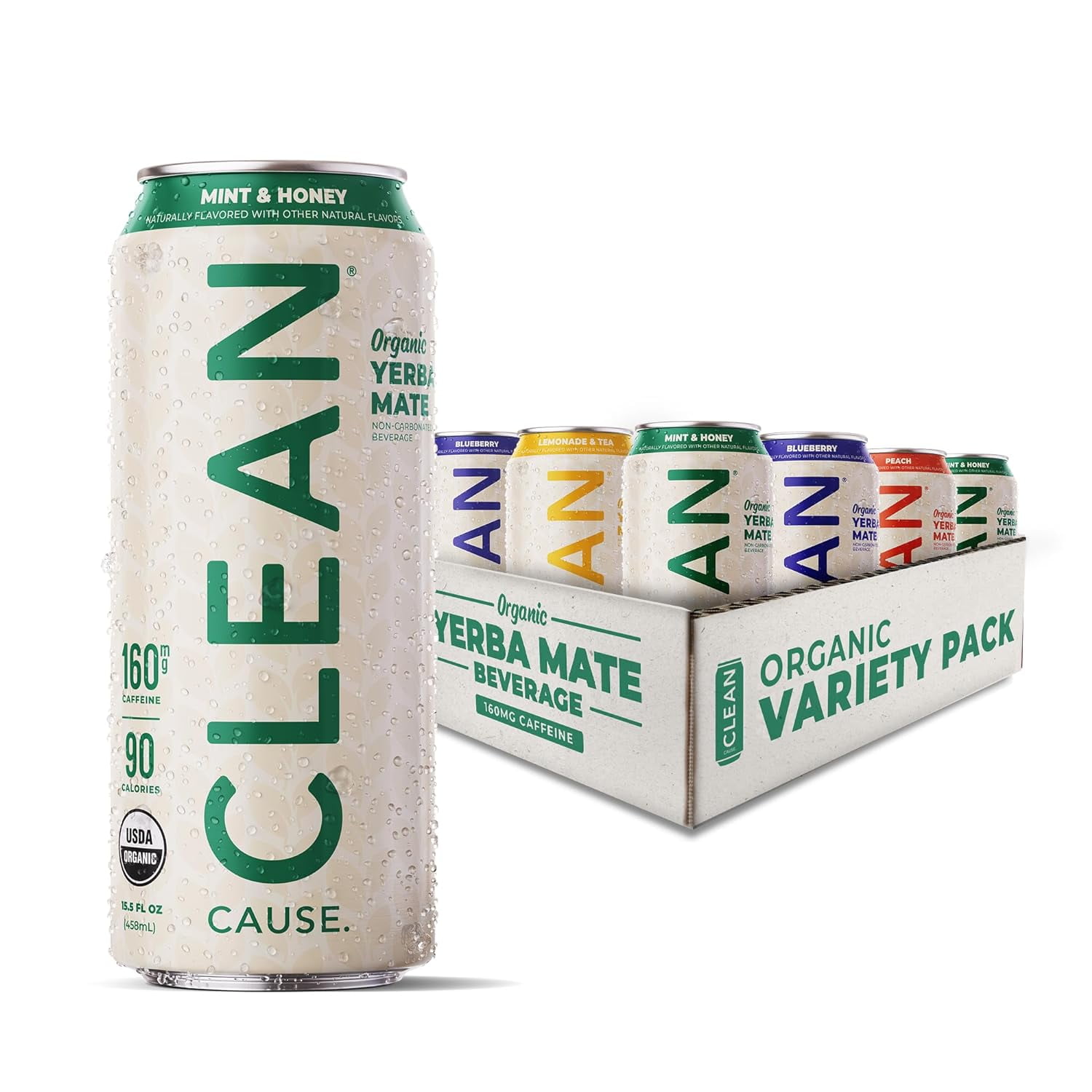 NEW! CLEAN Cause Variety Pack USDA Organic Yerba Mate Tea (15.5oz cans ...