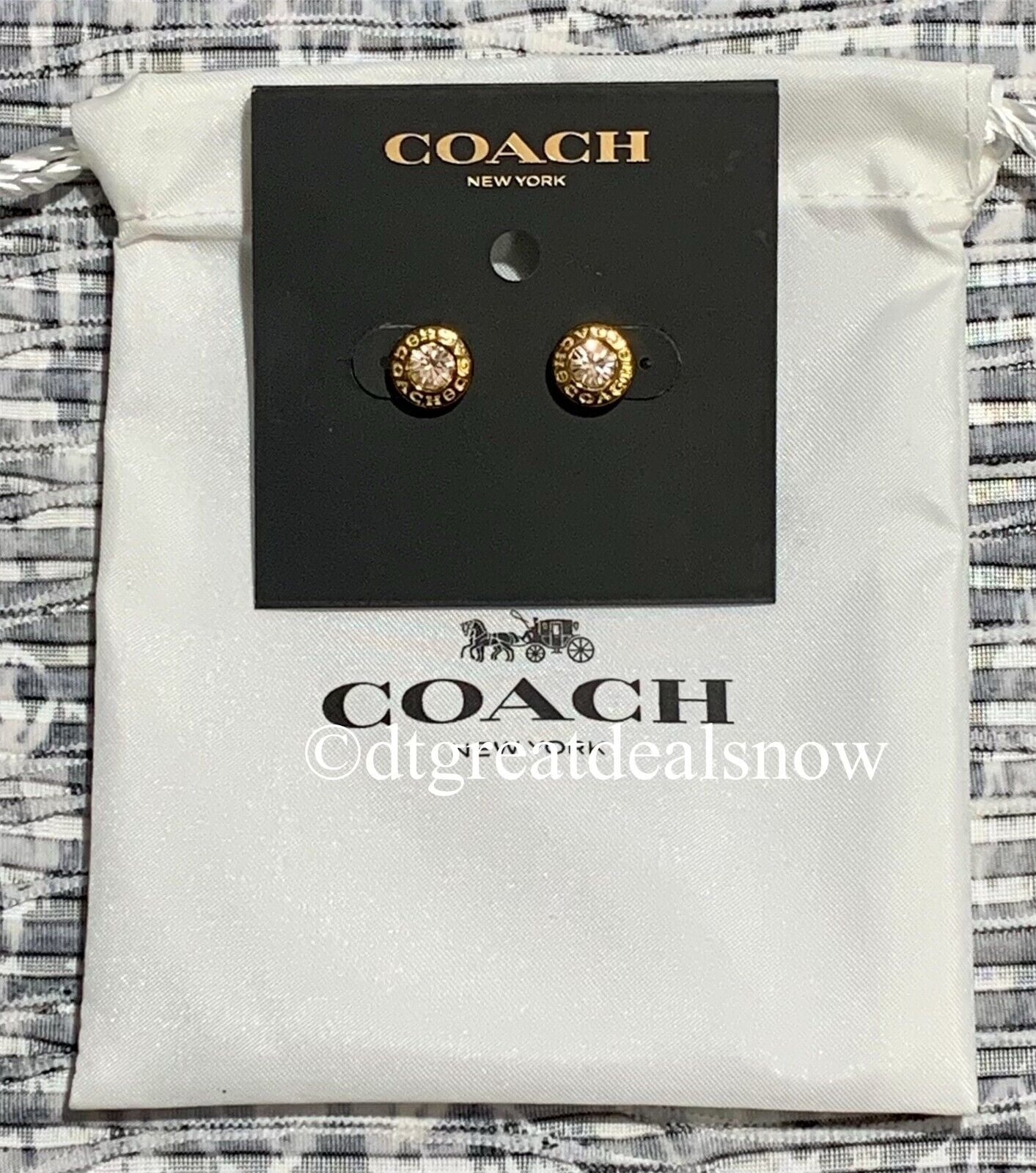 Authentic Coach Gold Open Circle Stone Stud Earrings, Style No. F54516 ...