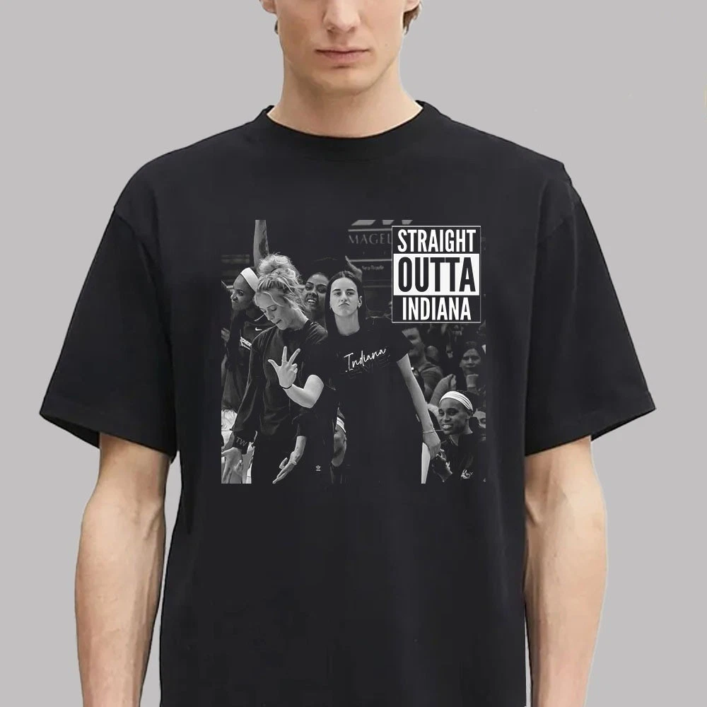 NEW! Caitlin Clark And Sophie Cunningham Straight Outta Indiana Fever T ...