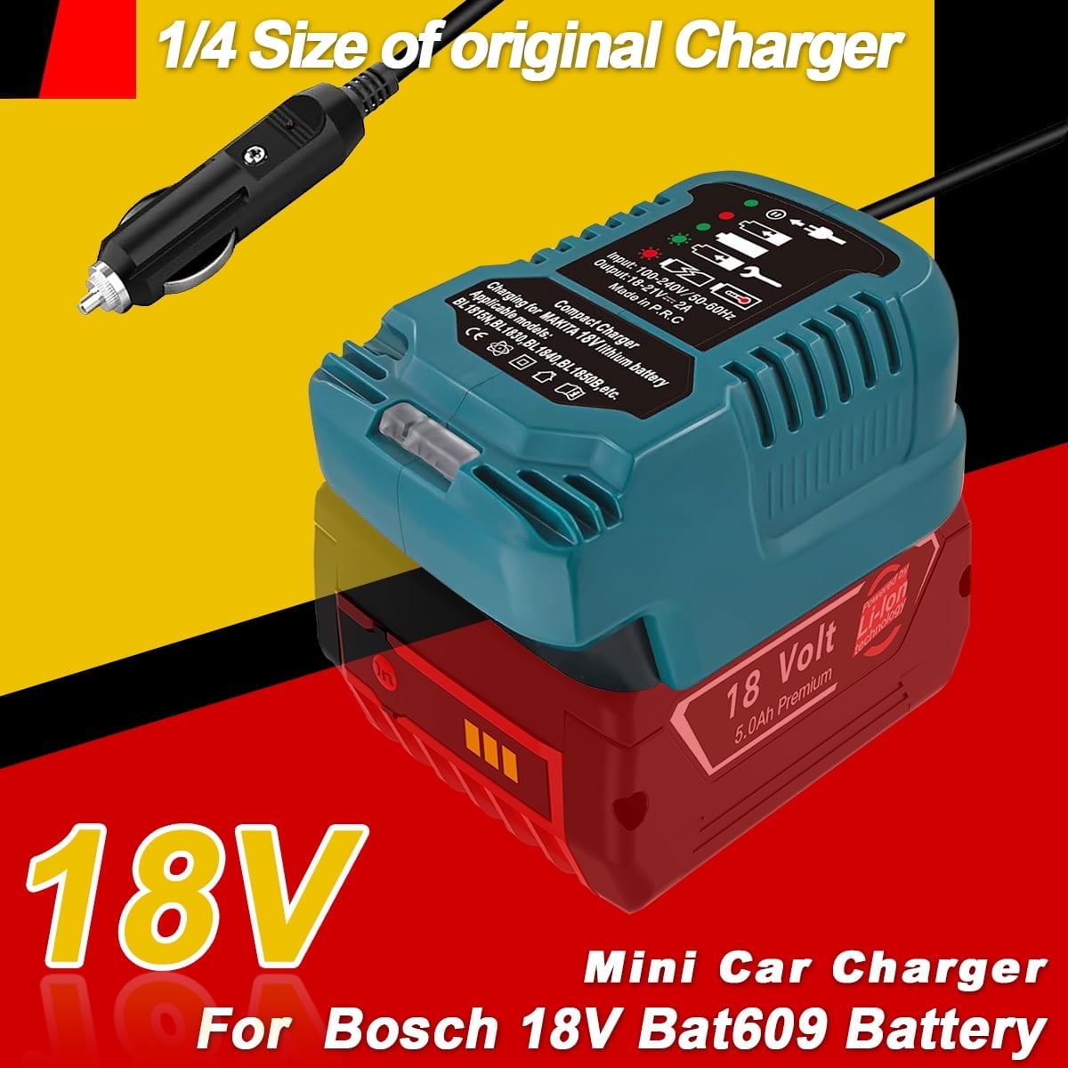 NEW Car Battery Charger For Bos-.ch 18V Li-ion Battery Charger Compact ...