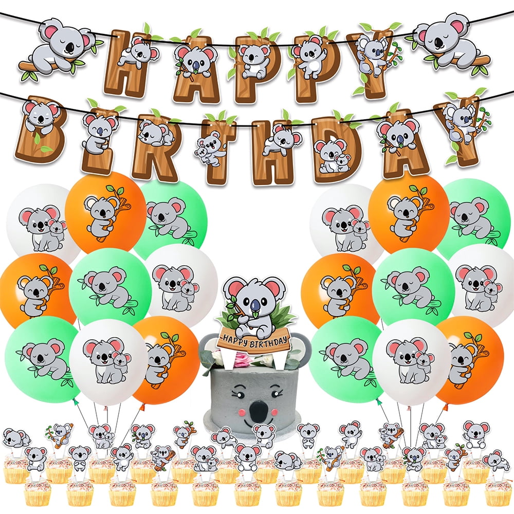 NEW Cartoon Koala Themed Birthday Party Decoration | Cute HAPPY ...