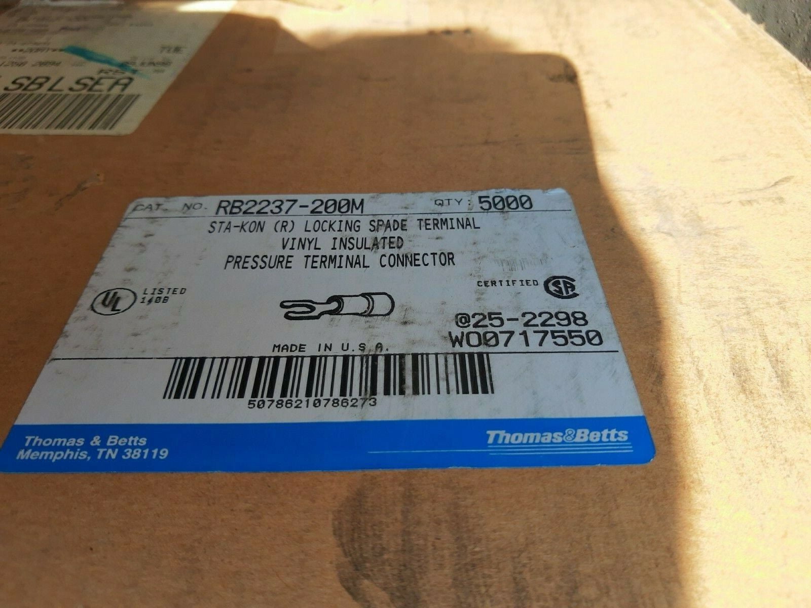 NEW Case of 1000 Sta-Kon Locking Spade Terminal Connector Pressure ...