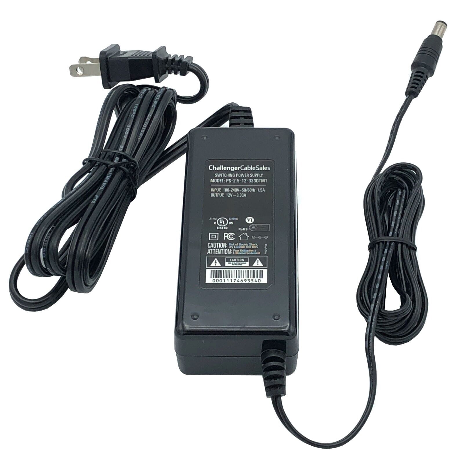 NEW Challenger Cable Sales PS-2.5-12-333DTM1 AC Adapter 12V 3.33A ...