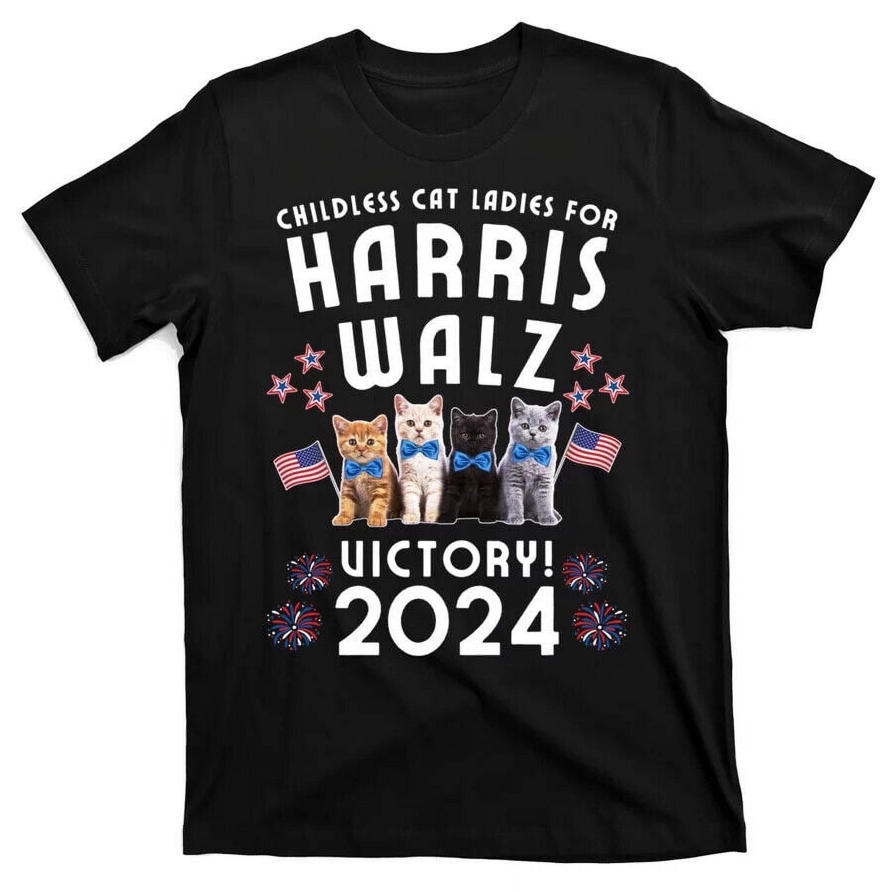 NEW Childless Cat Ladies Fot Harris Walz Victory 2024 T-Shirt Retro ...