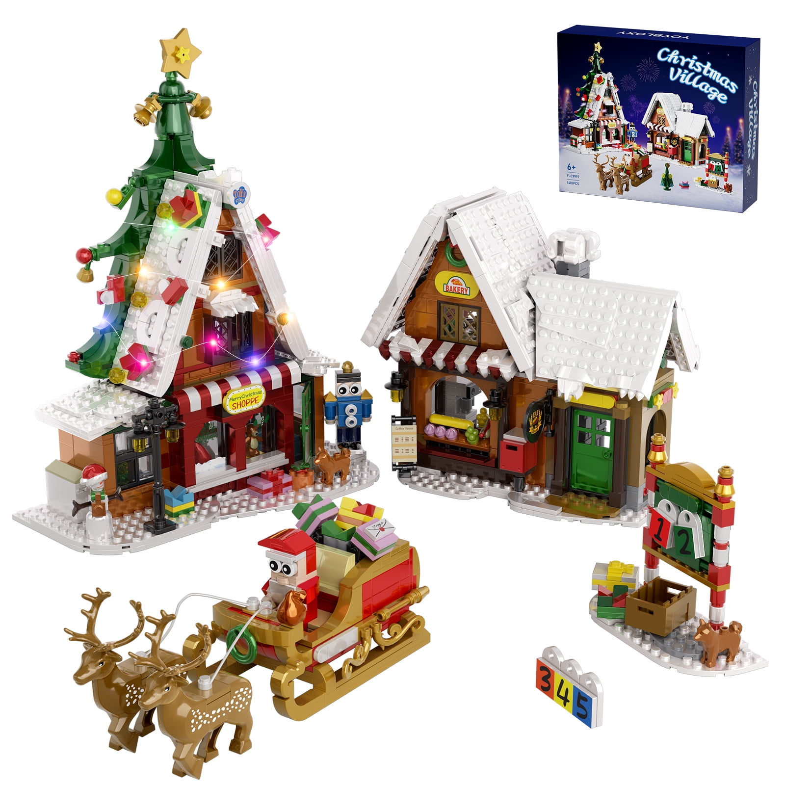 NEW Christmas Village Winter Snow House Christmas Elk Santa Claus ...
