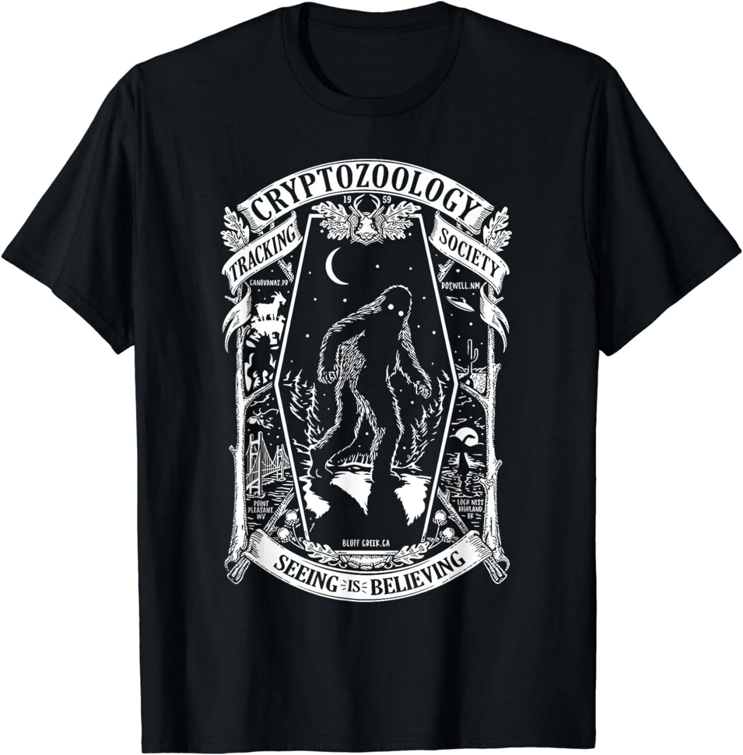 NEW Cryptozoology Bigfoot Mothman Cryptid Loch Ness Gift T-Shirt - MADE ...