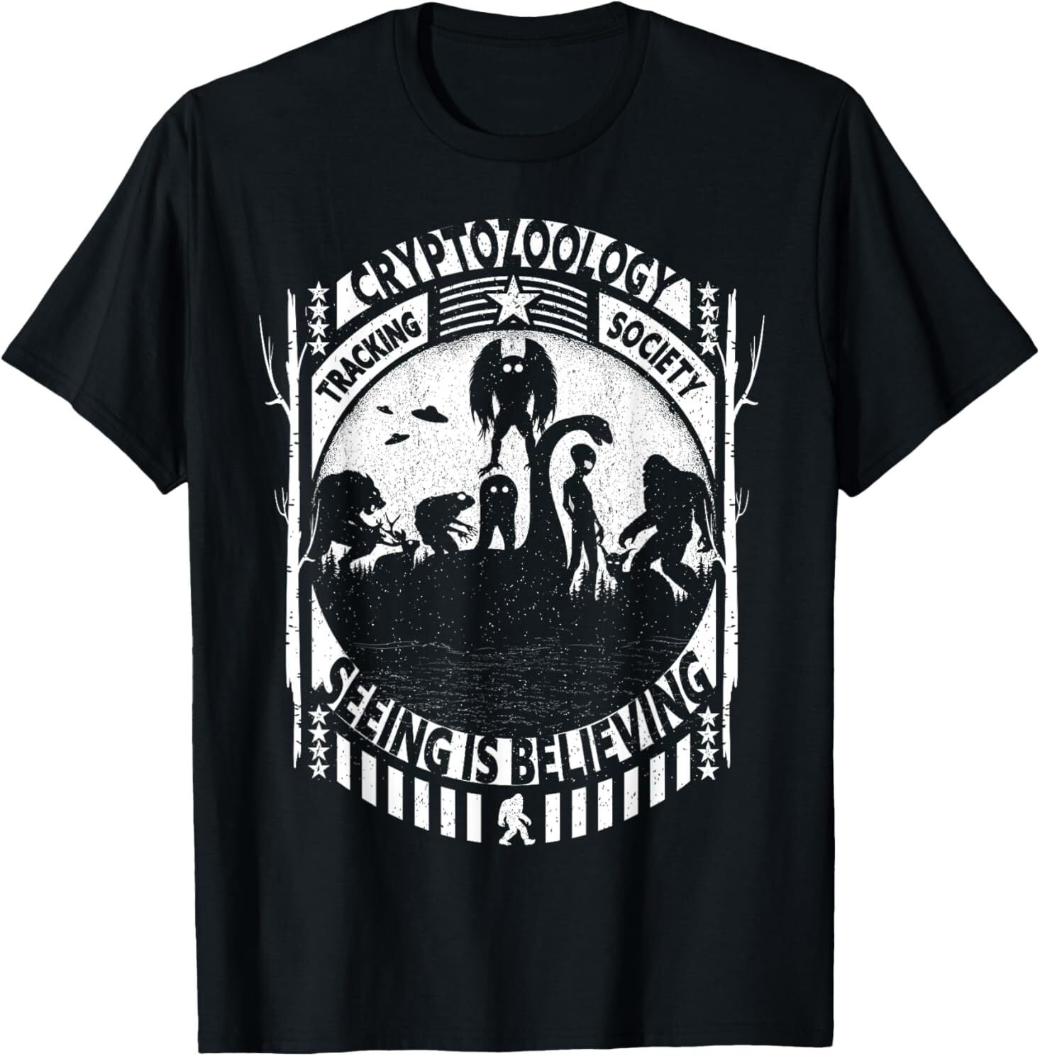 NEW Cryptozoology Team Bigft M0thman And Al!ens Cryptid Design T-Shirt ...