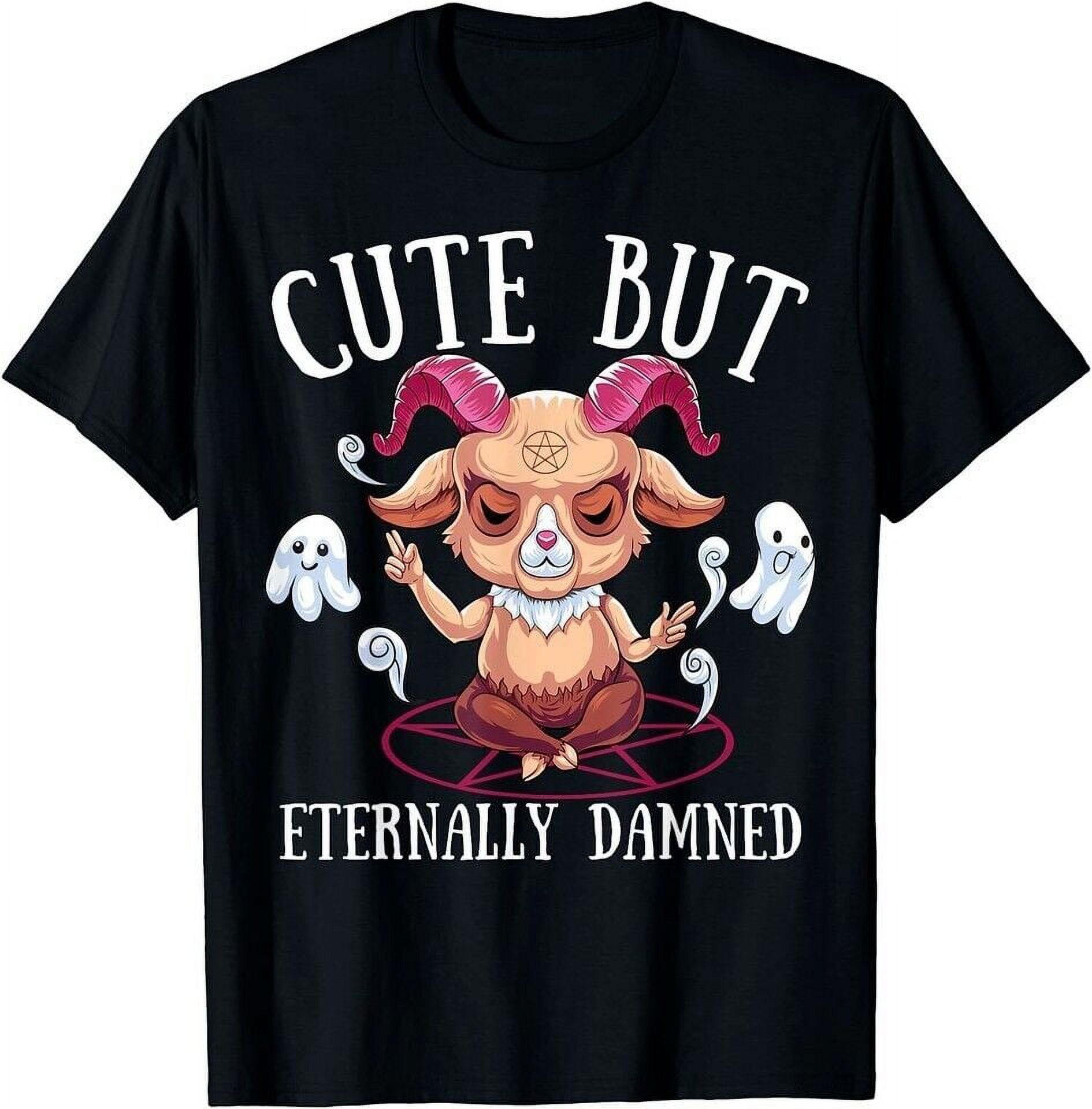 NEW Cute But Damned Baphomet Gothic Goat Satanist Pentagram T-Shirt ...
